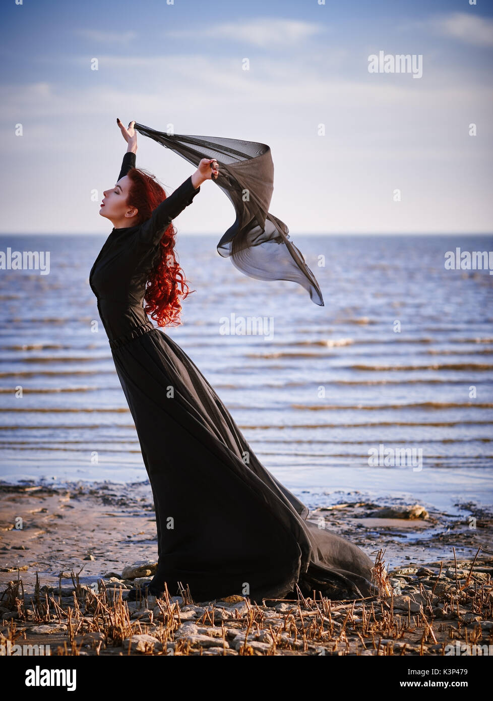 Goth girl in black standing hi-res stock photography and images - Alamy