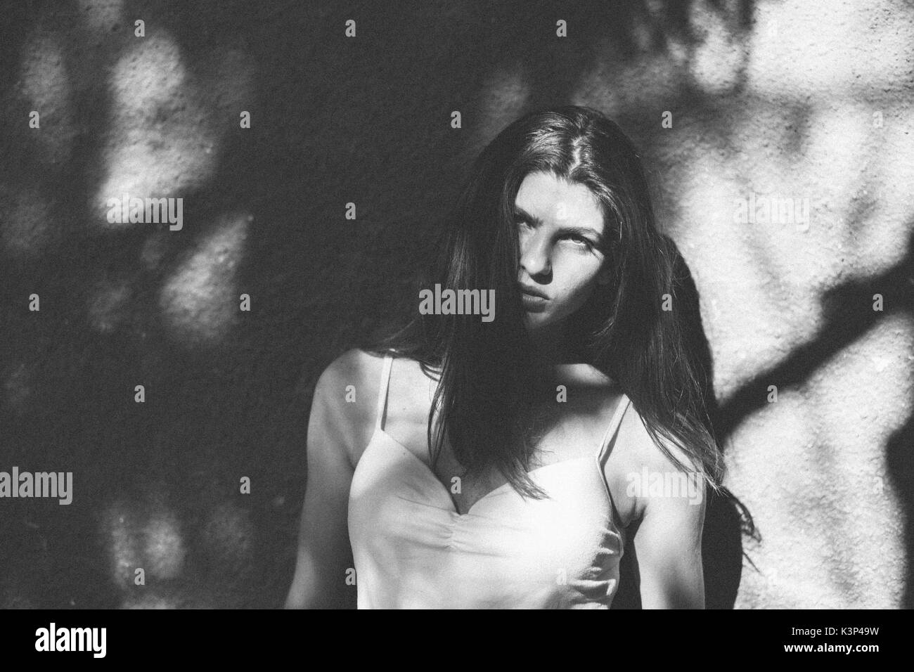 Woman posing sunglasses Black and White Stock Photos & Images - Alamy