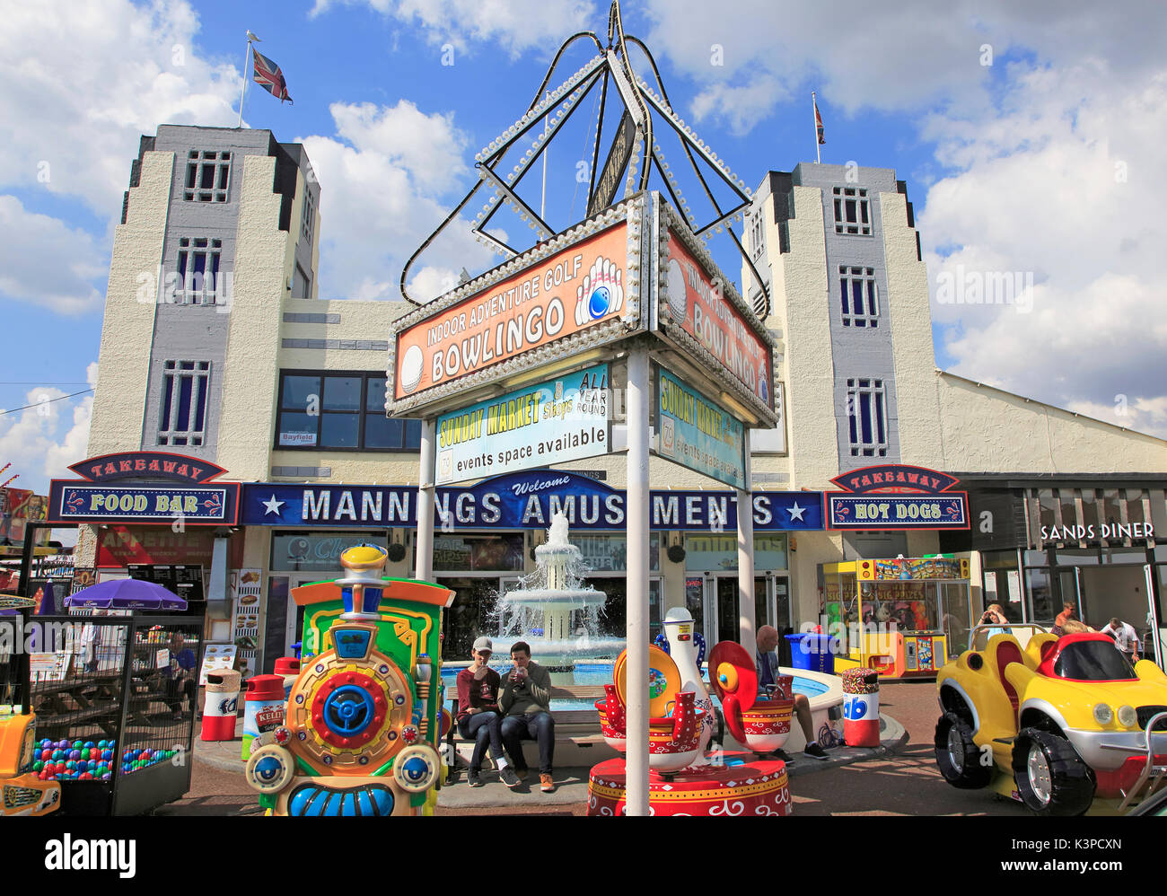 Mannings amusements arcade on seafront at Felixstowe, Suffolk, England ...
