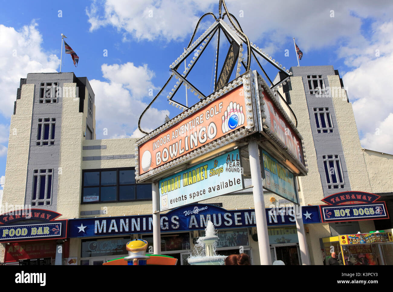 Mannings amusements arcade on seafront at Felixstowe, Suffolk, England ...