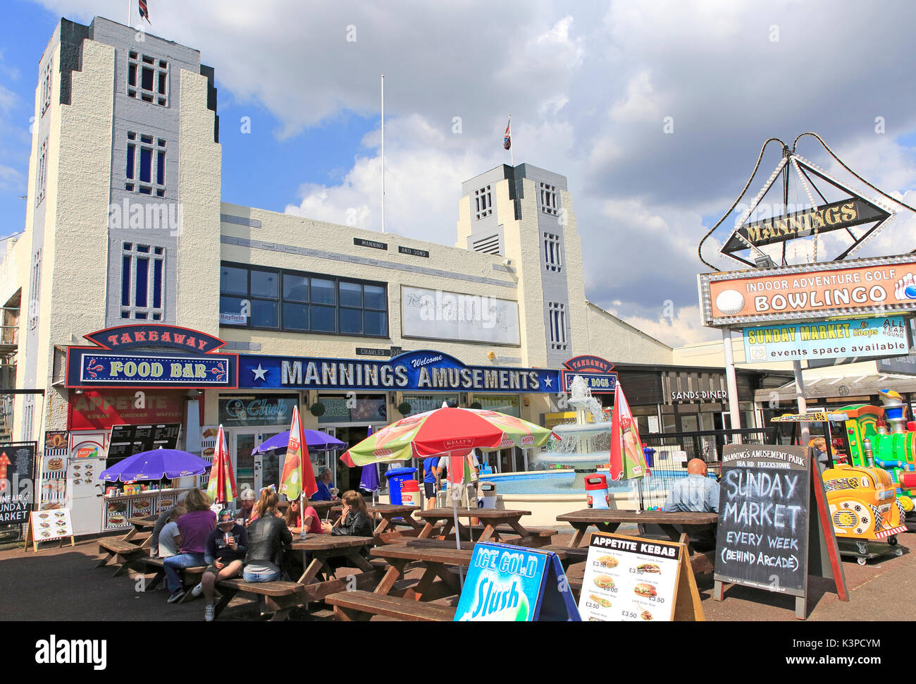 Mannings amusements arcade on seafront at Felixstowe, Suffolk, England ...