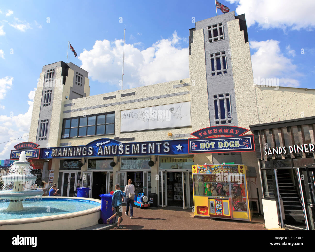 Mannings amusements arcade on seafront at Felixstowe, Suffolk, England ...