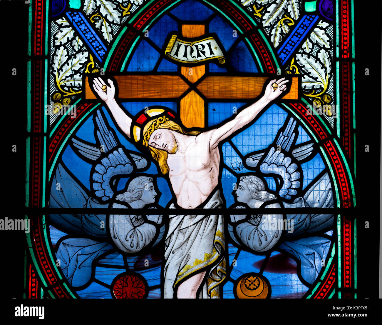 East window detail, St. Laurence`s Church, Wichenford, Worcestershire ...