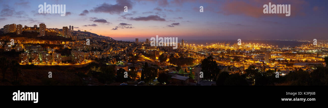 Haifa city, night view aerial panorama landscape photo Stock Photo - Alamy