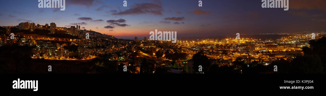 Haifa city, night view aerial panorama landscape photo Stock Photo - Alamy
