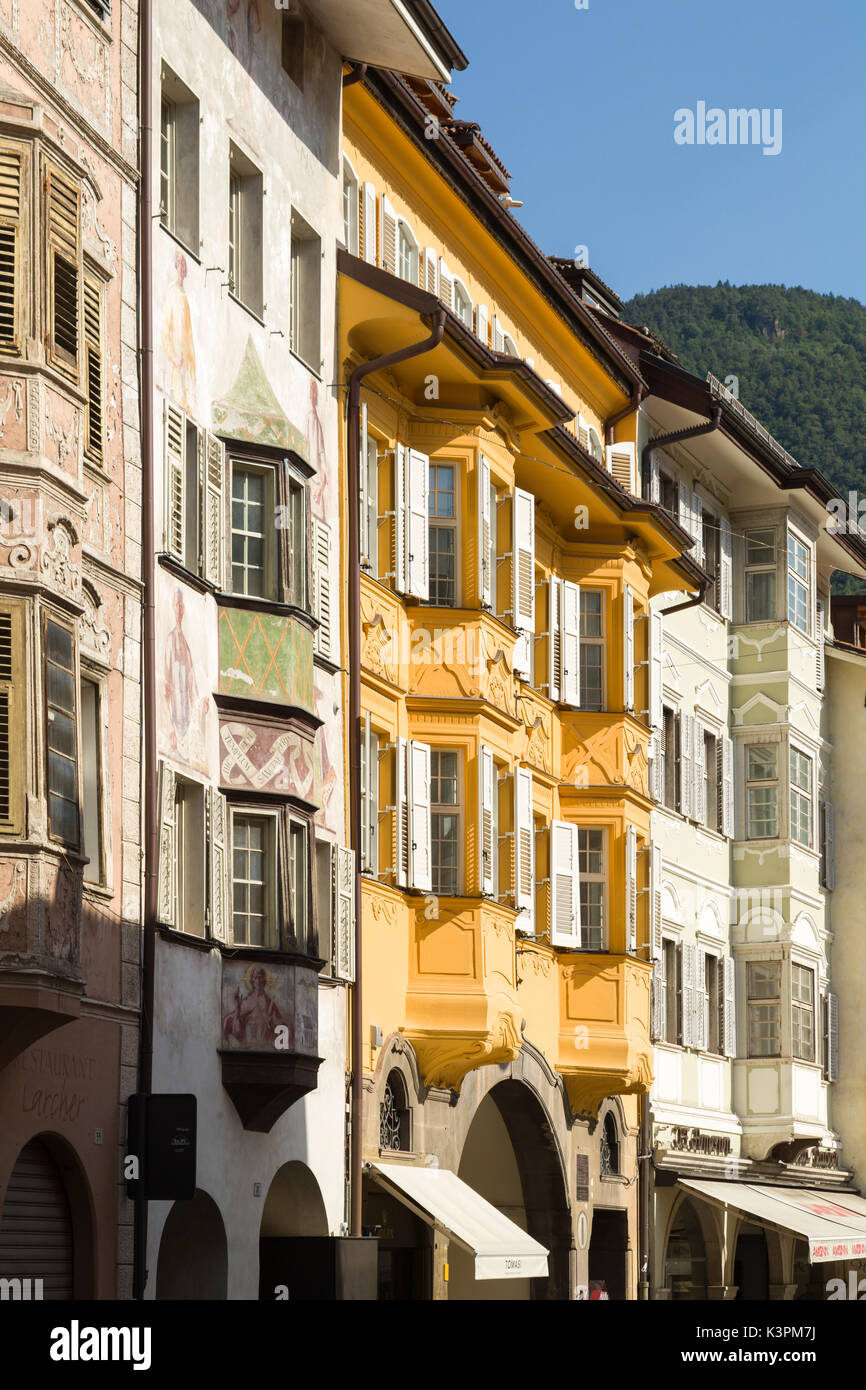Facades of historic buildings on Piazza Walther in the old town of ...