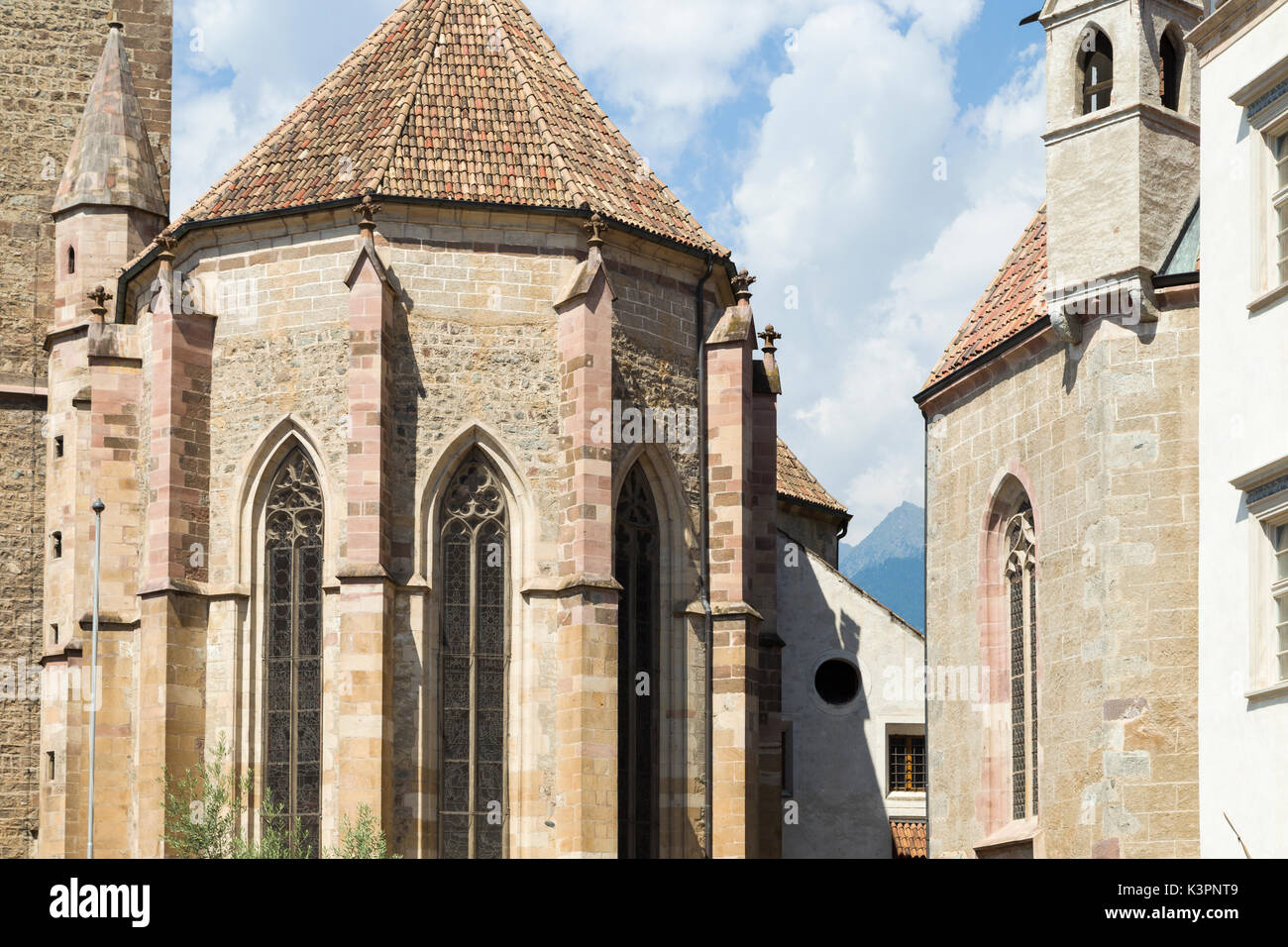 Detail of the apse of the medieval church of St Nicholas in Merano ...