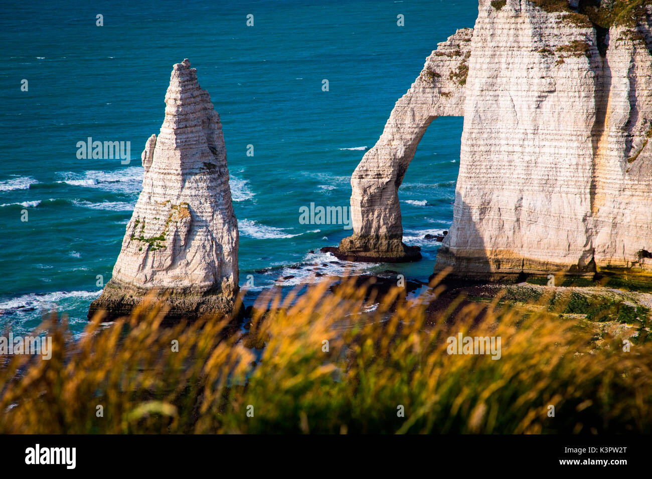 France the cliffs over the atlantic ocean during sunny day hi-res stock ...