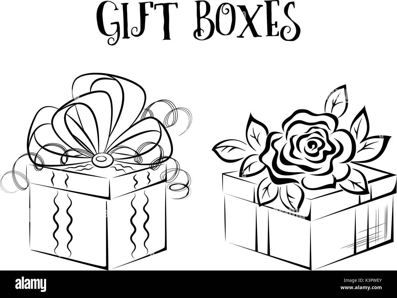 Gift box bow rose Stock Vector Images - Alamy