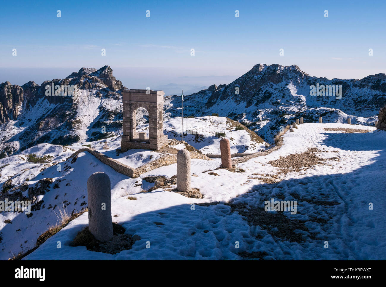 The road of 52 tunnels, first world war road cut in a rock wall at ...