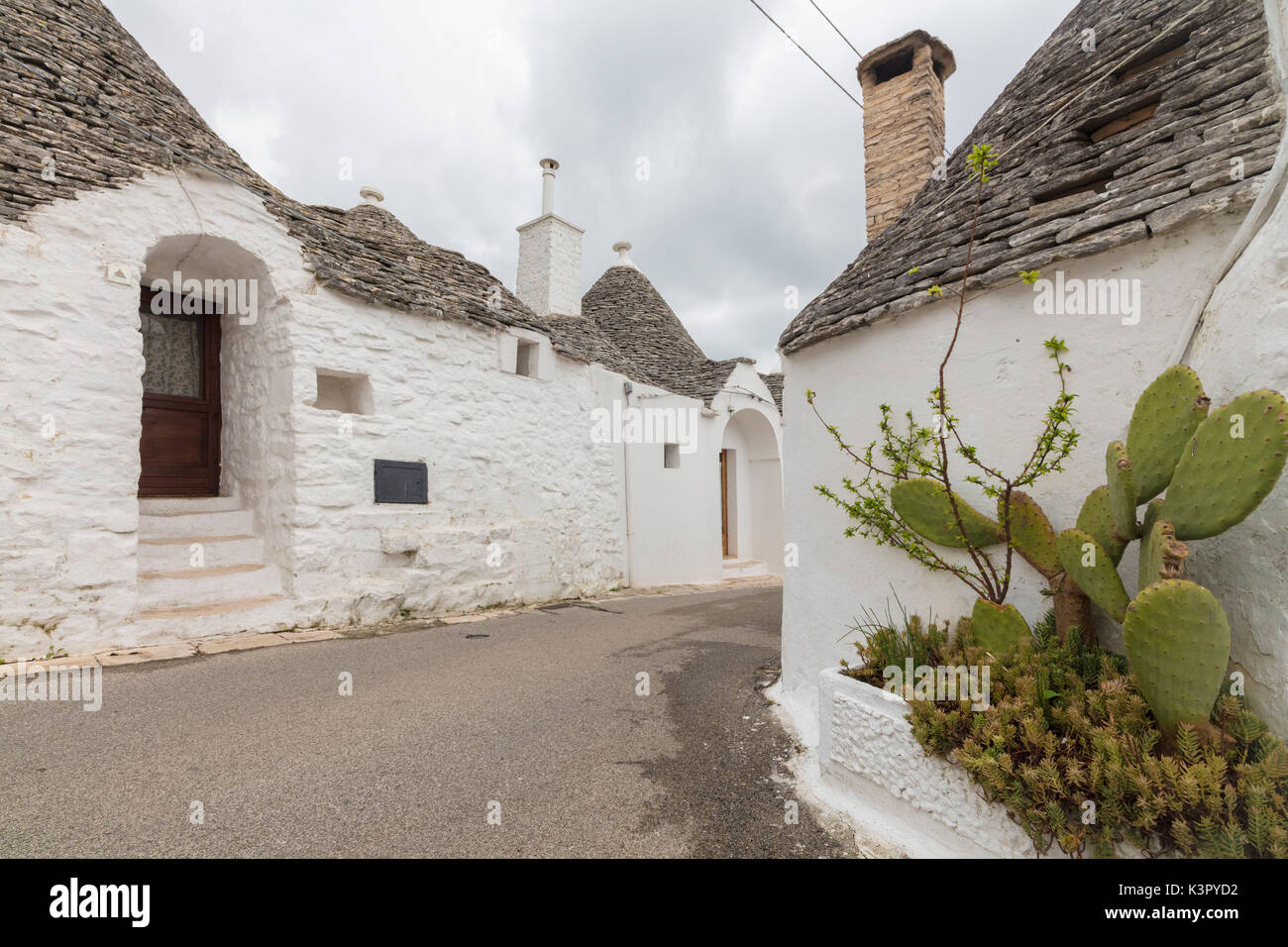 The typical huts called Trulli built with dry stone with a conical roof ...