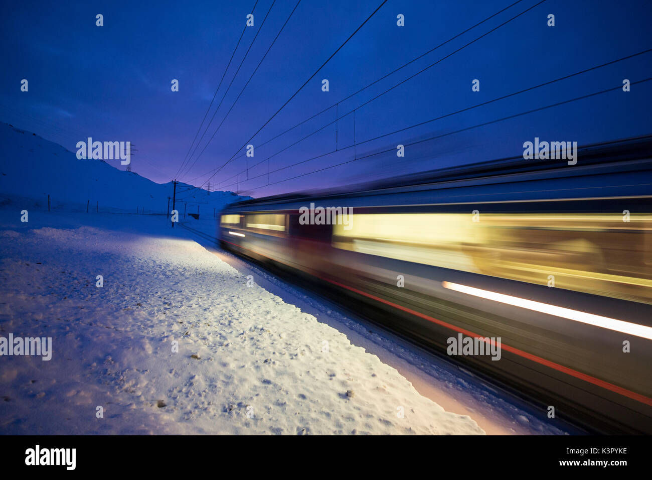Snowy mountain train hi-res stock photography and images - Alamy