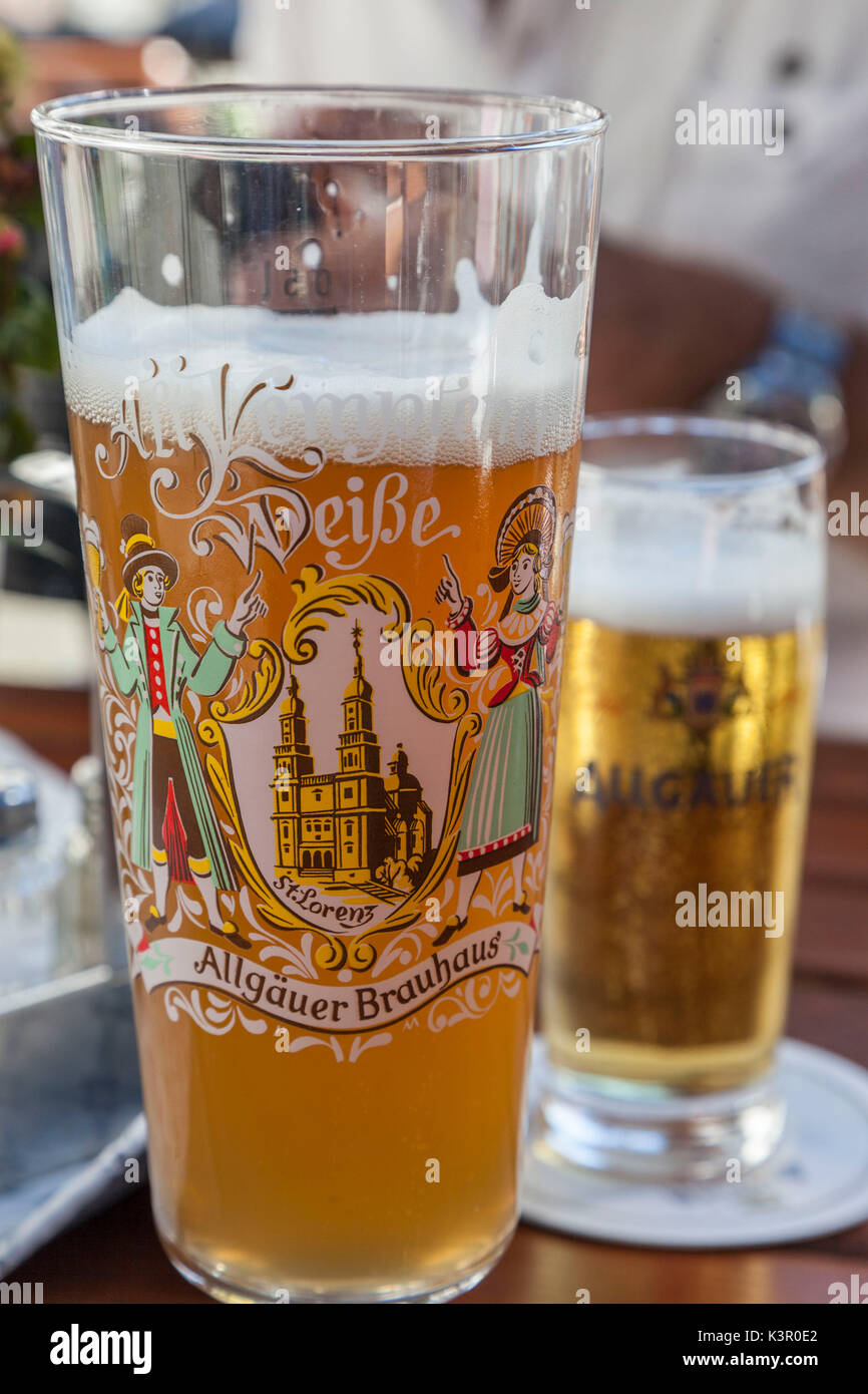 Details of decorated glasses of beer the typical German drink Garmisch ...
