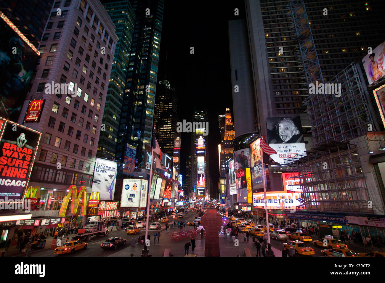 Traffic, lights, nightlife at Times Square, the heart of Manhattan, New ...