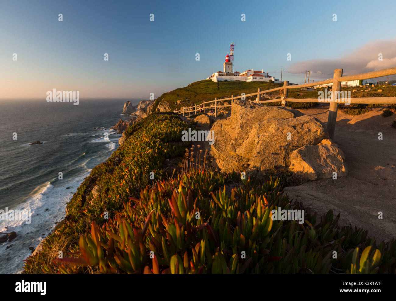 The Cabo da Roca lighthouse overlooks the promontory towards the ...