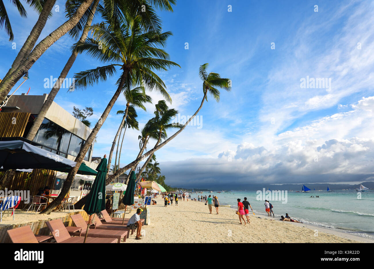 Boracay,Pilippines - Dec 19,2016:White Beach on Boracay island in the ...
