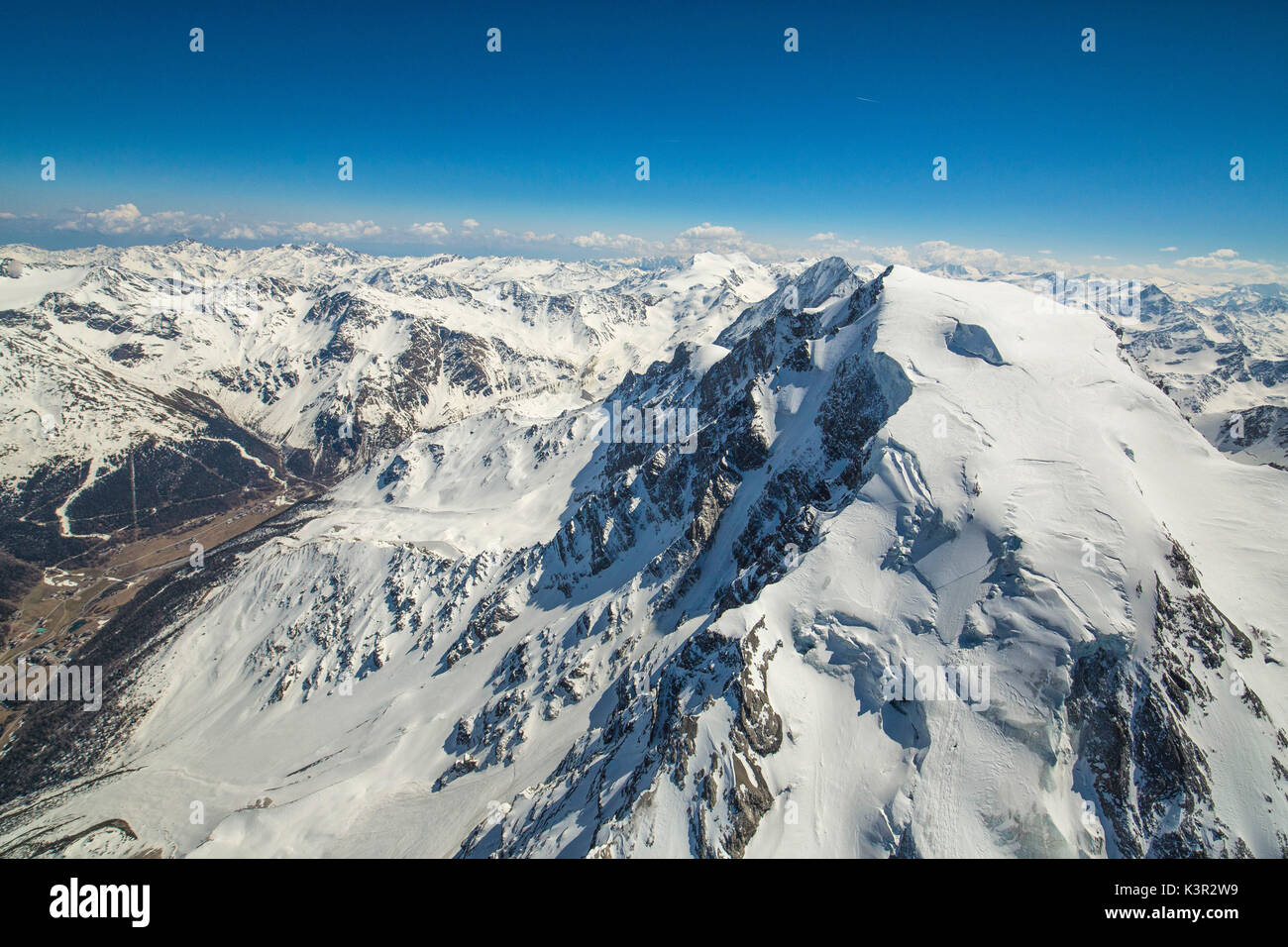 Aerial view of Mount Ortles Solda Valley Trentino Alto Adige Italy ...