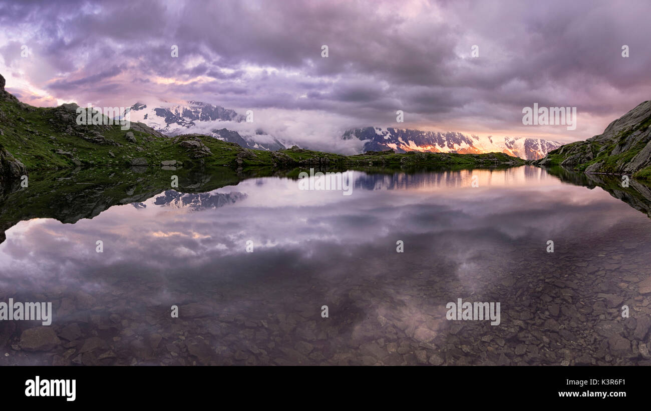 Chamonix france sunset ad lac de cheserys hi-res stock photography and ...