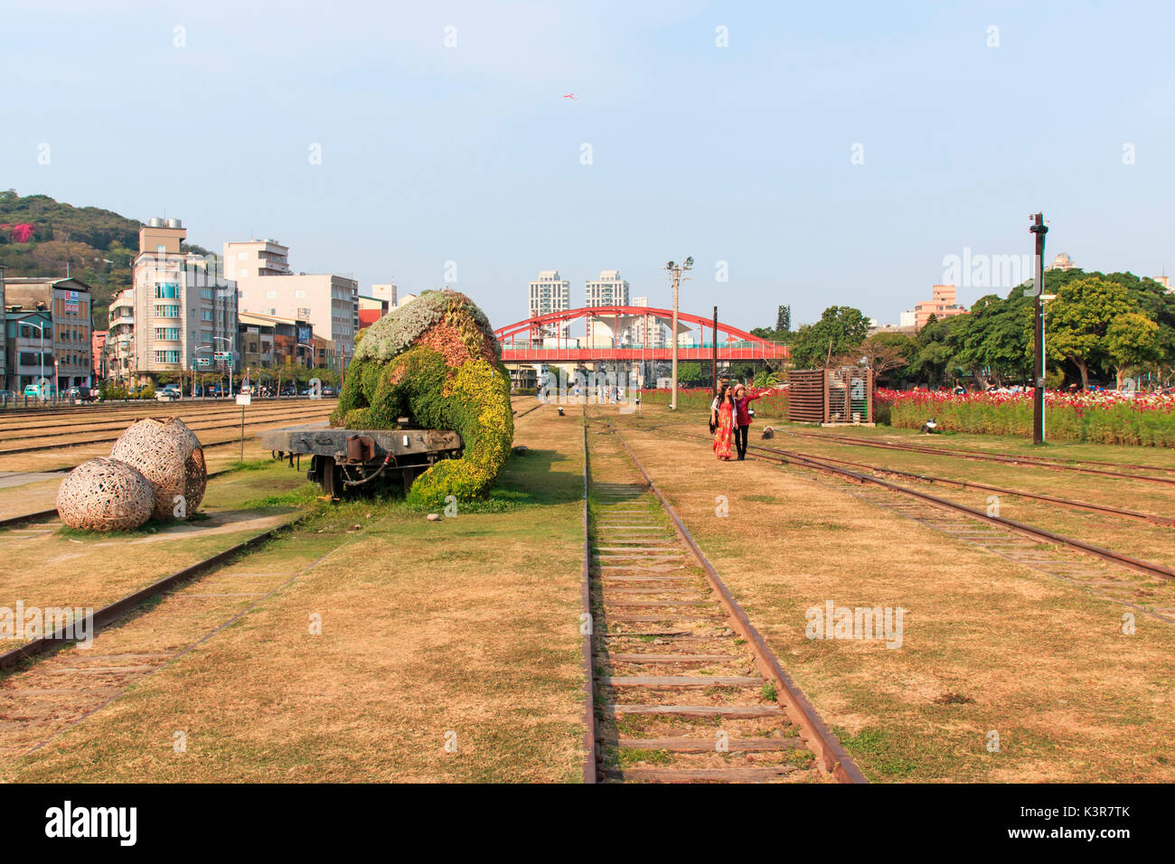 Taiwan tourist at the pier 2 art district in kaohsiung hi-res stock ...