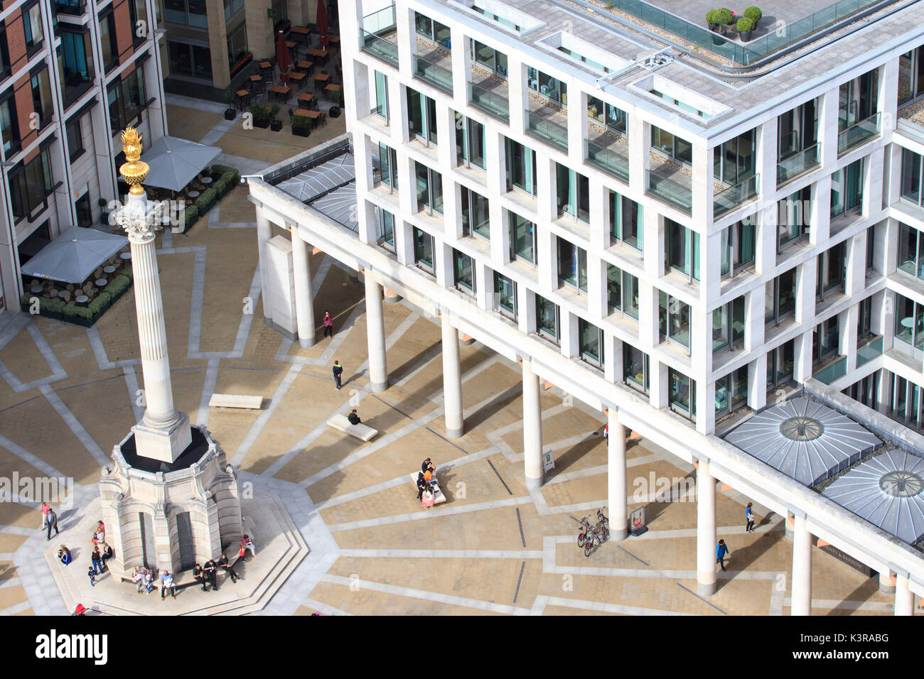 Paternoster Square in London, as seen from the top of St. Paul's ...