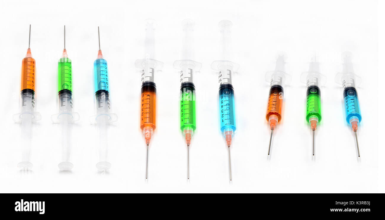 Syringe injection on white background Stock Photo - Alamy