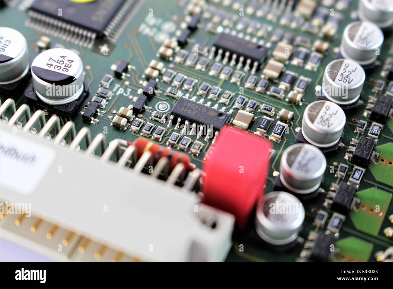 An image of a circuit board, various components Stock Photo - Alamy