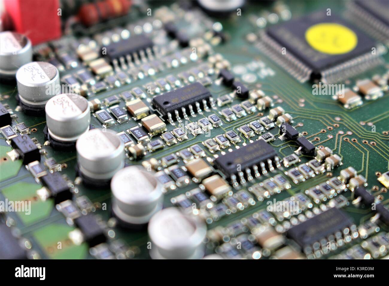 An image of a circuit board, various components Stock Photo - Alamy
