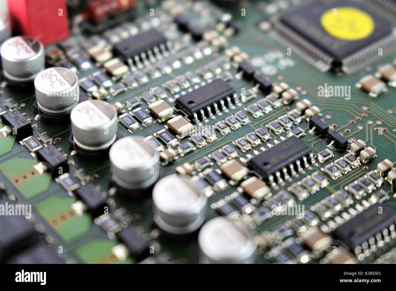 An image of a circuit board, various components Stock Photo - Alamy