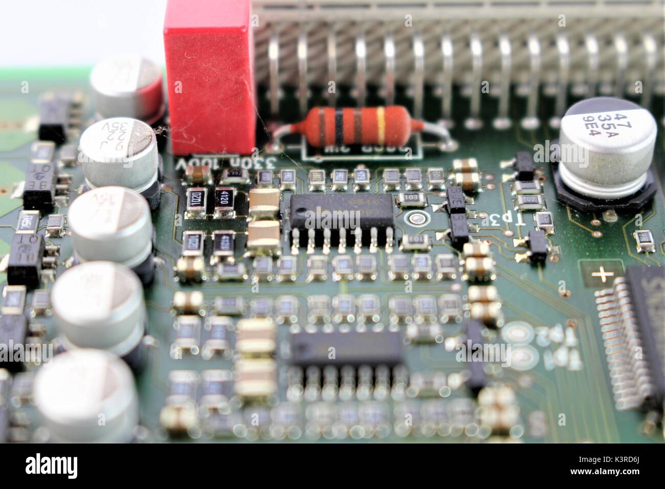 An image of a circuit board, various components Stock Photo - Alamy