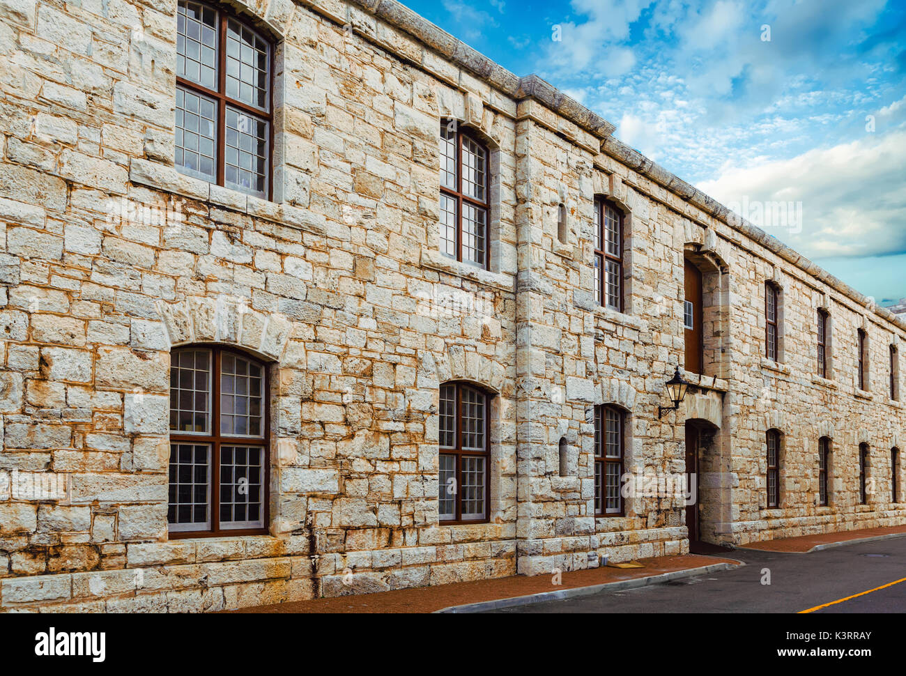 Windows in Old Stone Wall on Bermuda Dockyard Building Stock Photo - Alamy