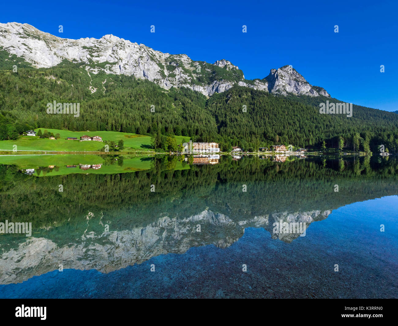 View of the Hintersee Lake near Ramsau in the Berchtesgaden National ...