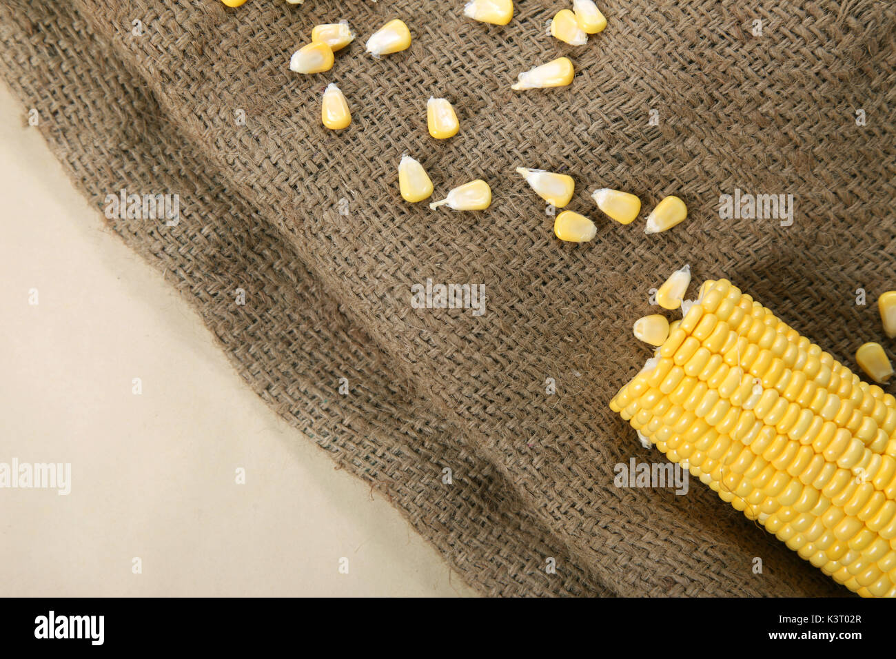 Fresh corn on cobs on texture background, closeup, top view Stock Photo ...