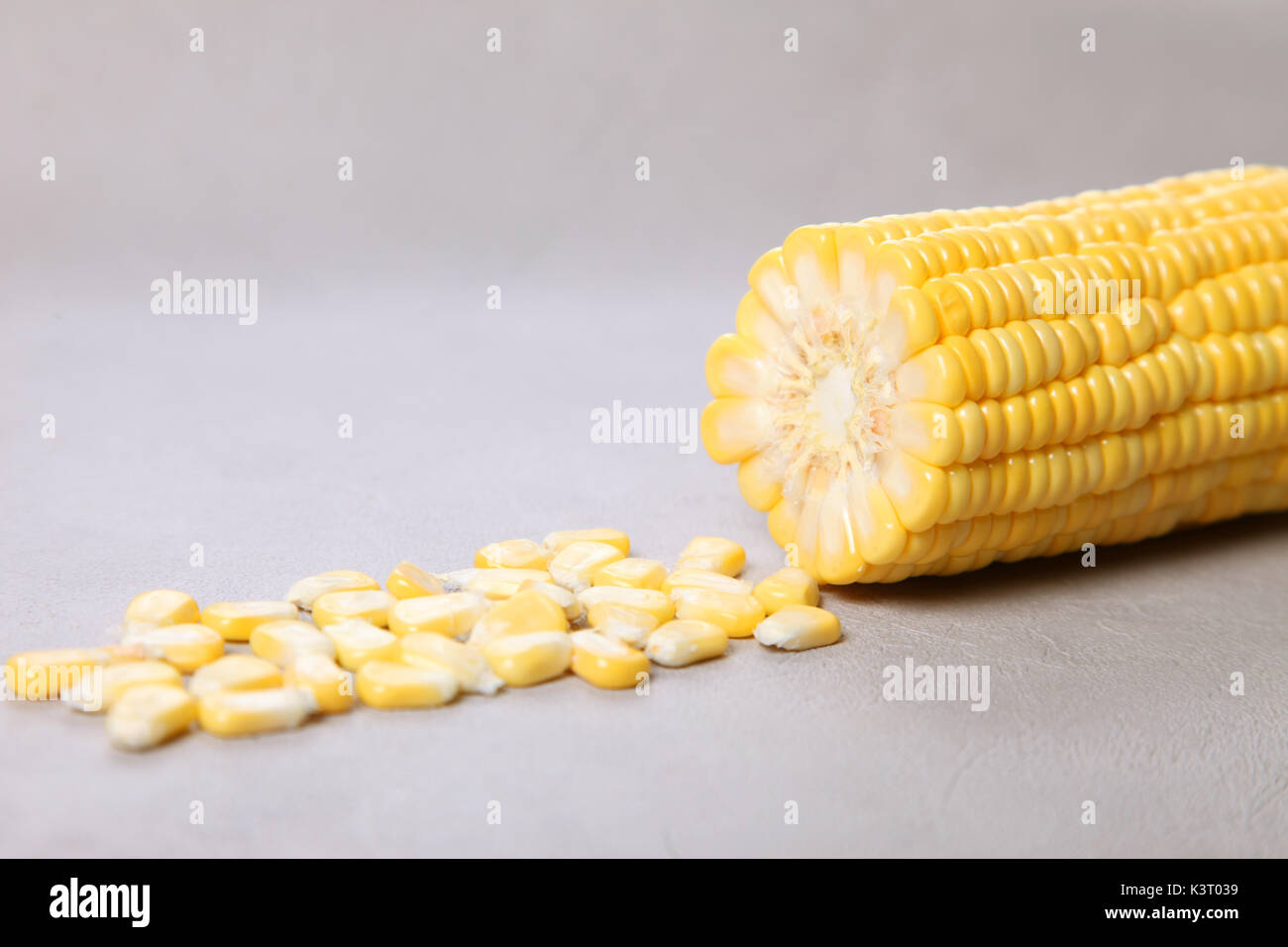 Fresh corn on cobs on texture background, closeup, top view Stock Photo ...
