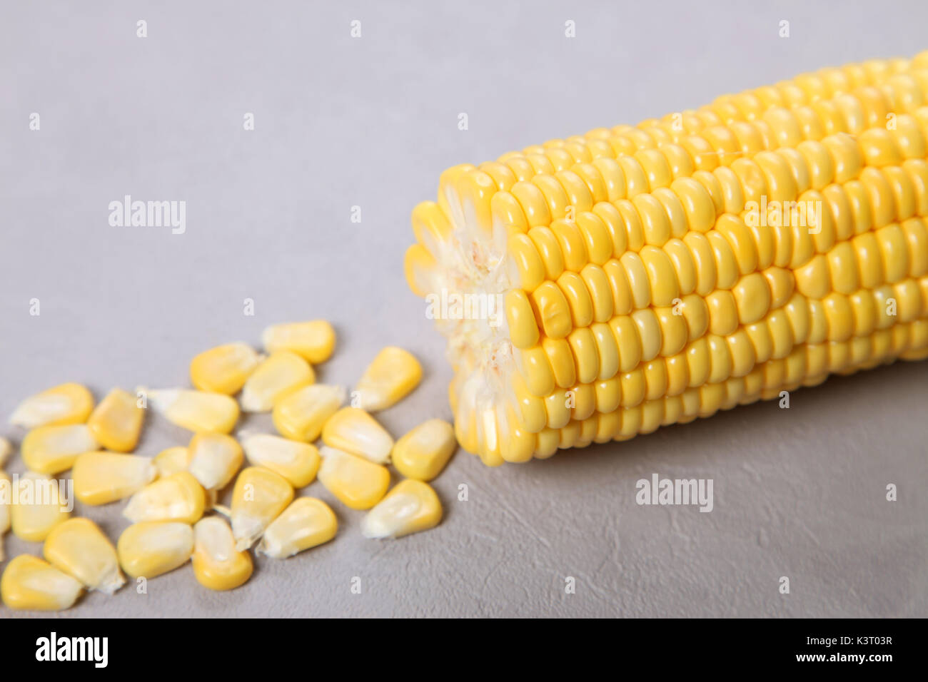 Fresh corn on cobs on texture background, closeup, top view Stock Photo ...