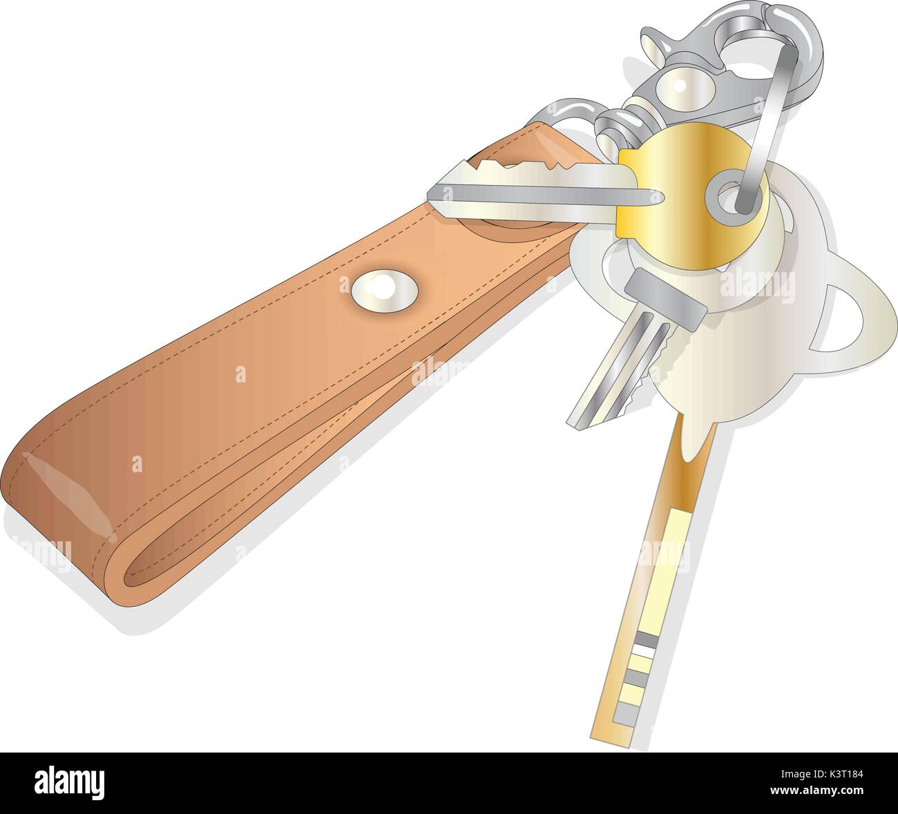 Leather key chain isolated with key Stock Vector Image & Art - Alamy