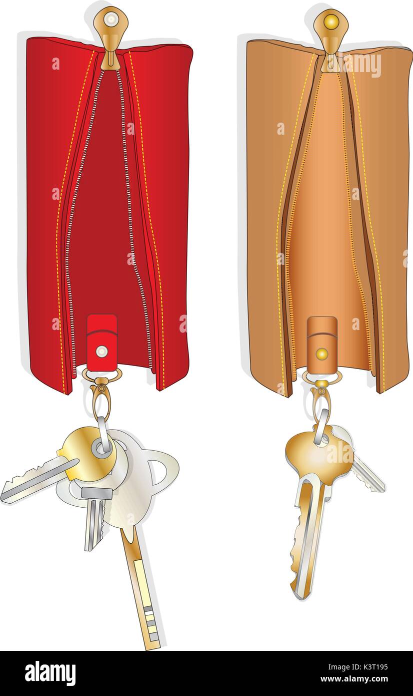 Leather key chain isolated with key Stock Vector Image & Art - Alamy