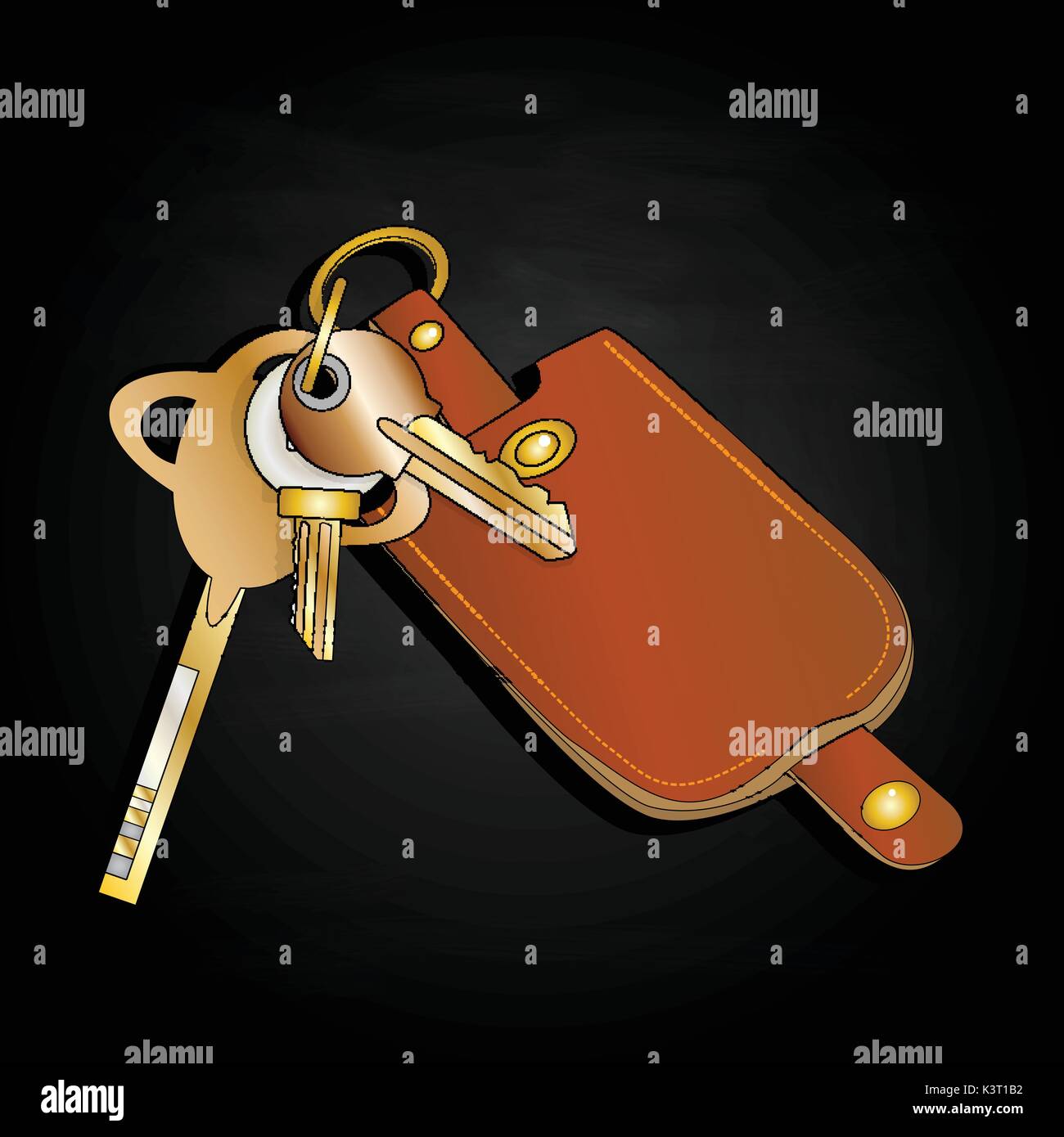 Leather key chain isolated with key Stock Vector Image & Art - Alamy