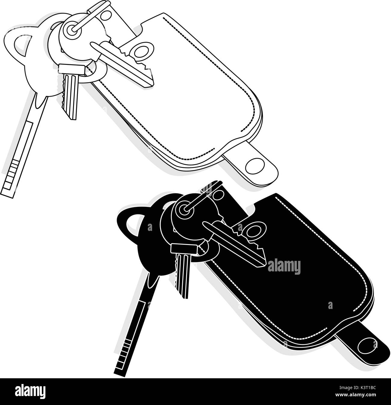 Leather key chain isolated with key Stock Vector Image & Art - Alamy
