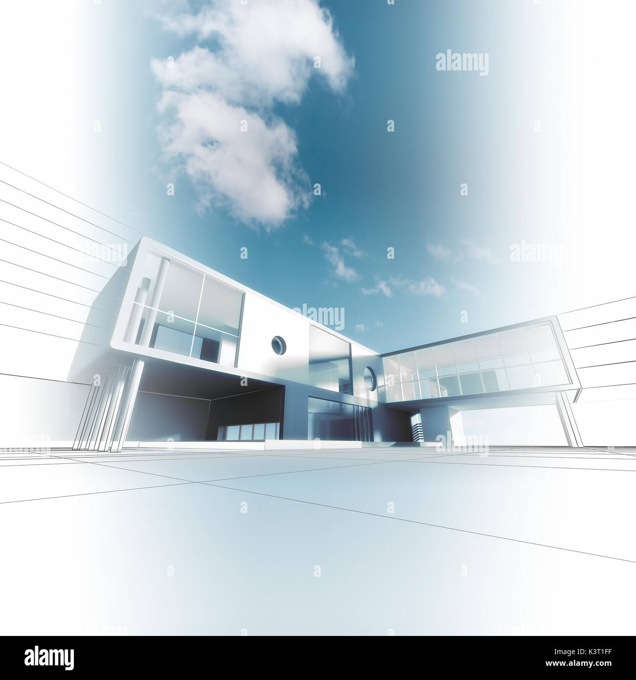 3d model house modern hi-res stock photography and images - Alamy