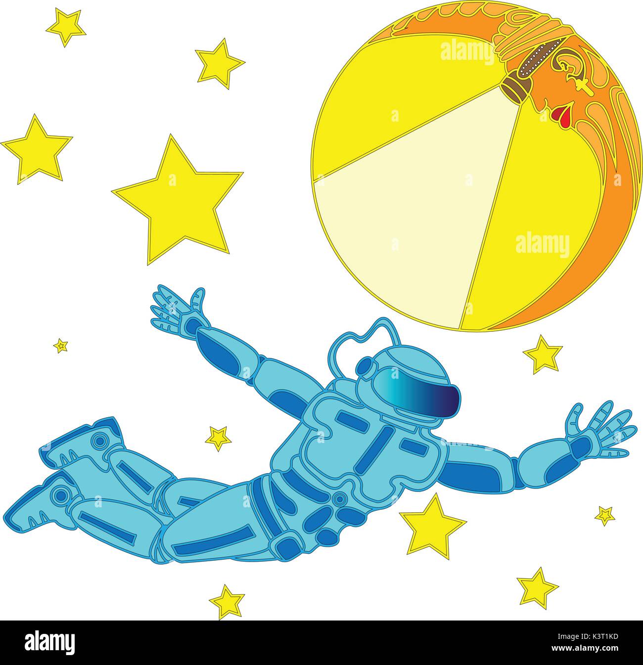Spaceman and crescent moon. Space explorer. Cosmic illustration for T ...