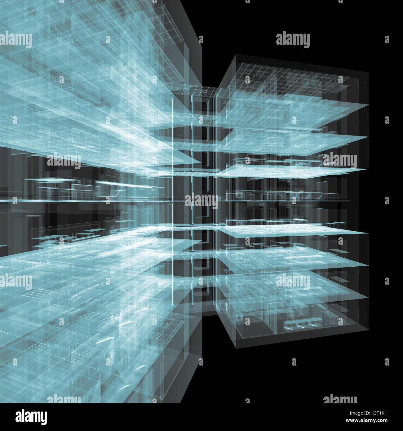 Office building plan 3d rendering Stock Photo - Alamy