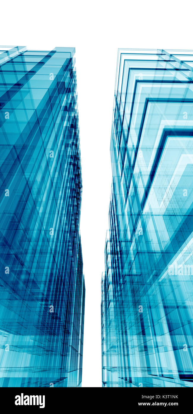 Blue skyscrapers construction 3d rendering Stock Photo - Alamy