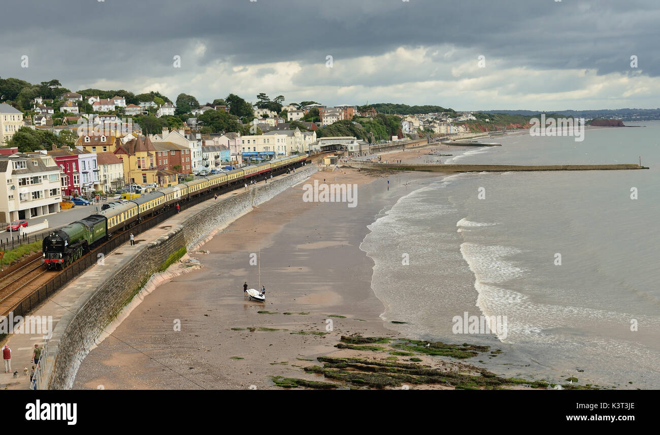The Torbay Express steam train passing through Dawlish, hauled by Class ...