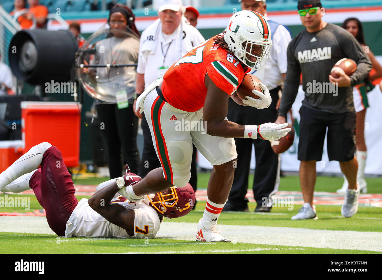 Miami Gardens, Florida, USA. 02nd Sep, 2017. Miami Hurricanes tight end ...