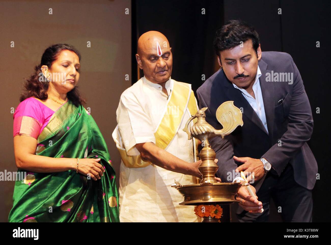 NEW DELHI, INDIA - SEPTEMBER 1: Kuchipudi dance artist Raja Reddy with ...