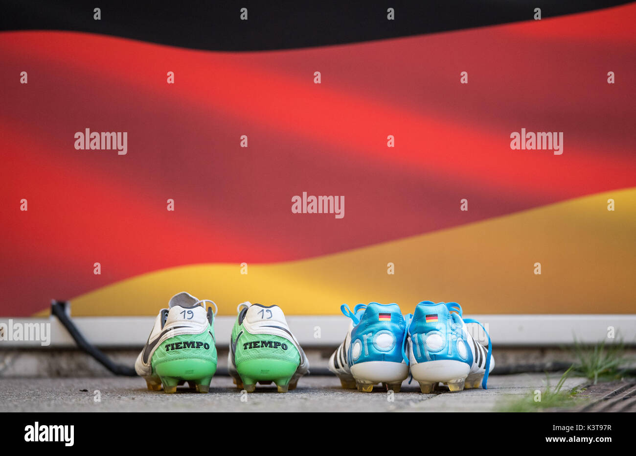 Stuttgart, Germany. 03rd Sep, 2017. Football boots are standing in ...