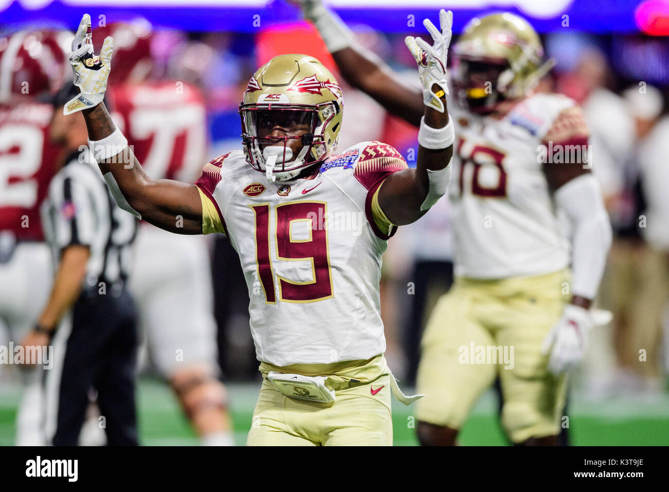 Atlanta, Georgia, USA. 02nd Sep, 2017. Florida State defensive back A.J ...