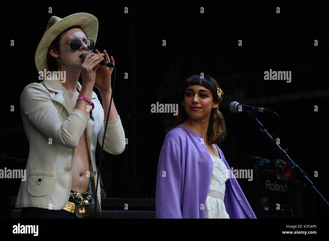 Dorset, UK. 3rd Sep, 2017. Sam France of Foxygen performing live on the ...