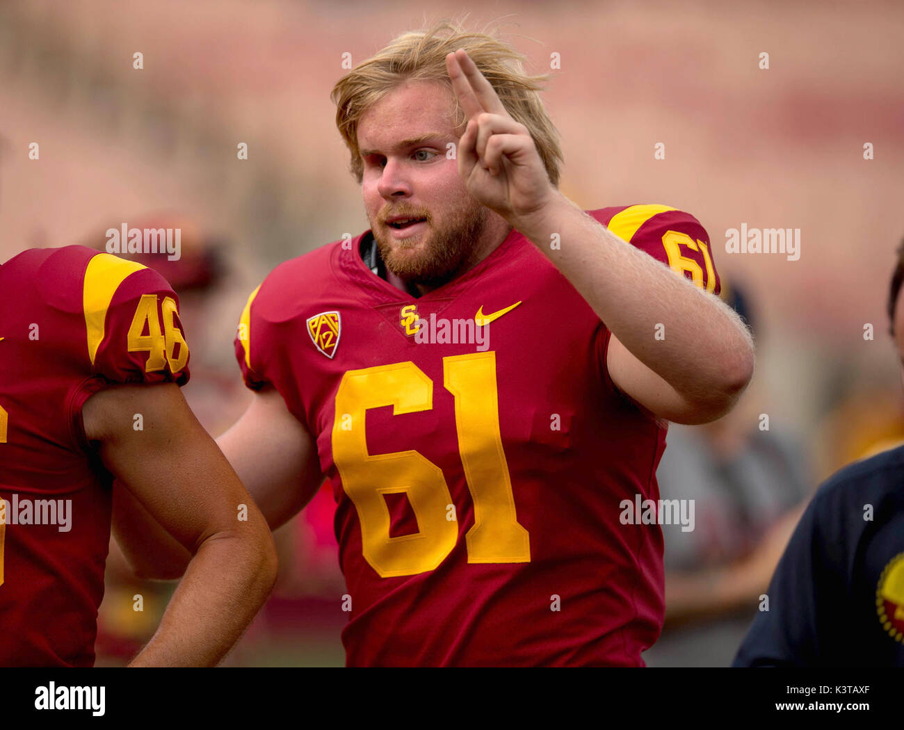 Los Angeles, CA, USA. 02nd Sep, 2017. USC long snapper (61) Jake Olson ...