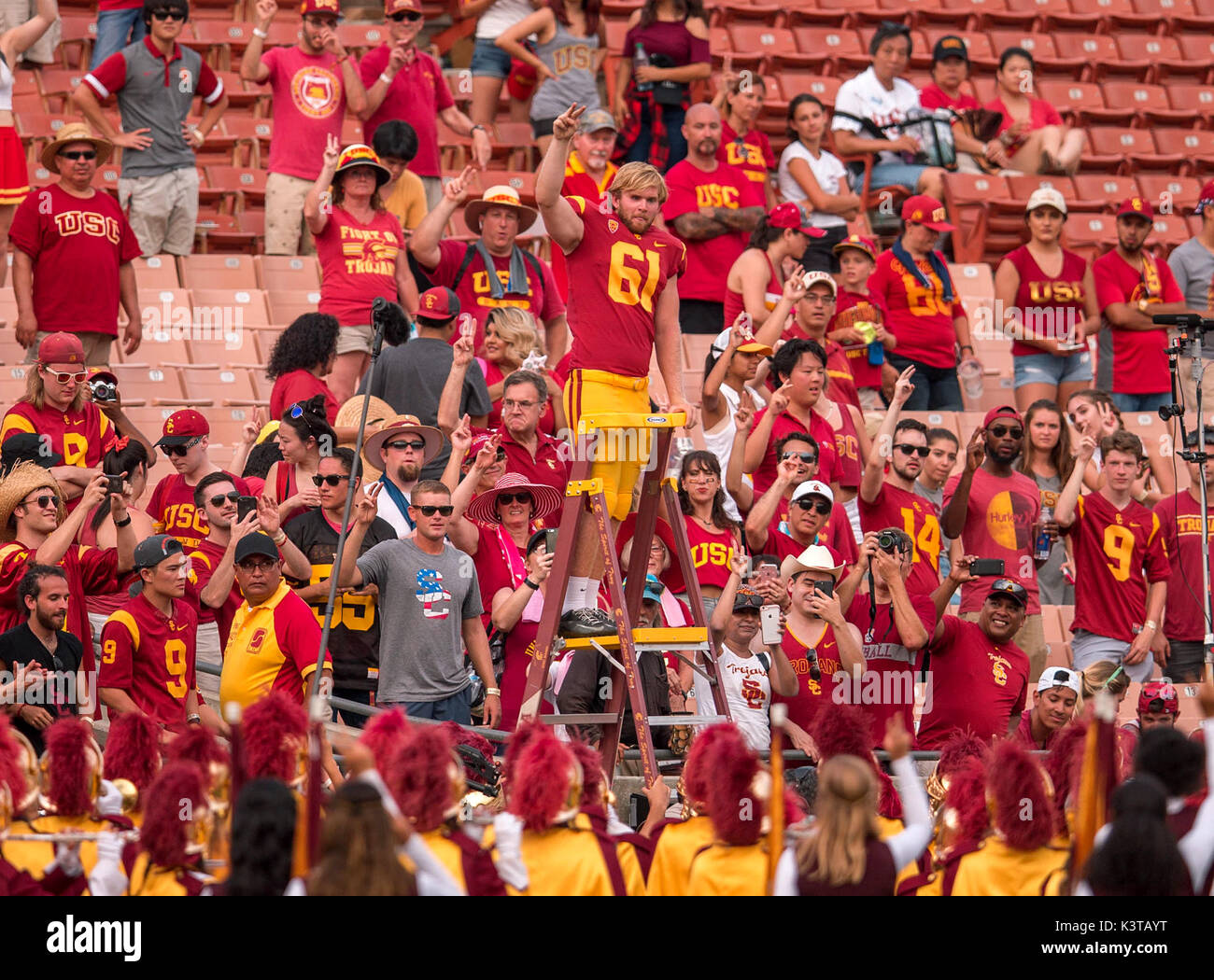 Los Angeles, CA, USA. 02nd Sep, 2017. USC long snapper (61) Jake Olson ...